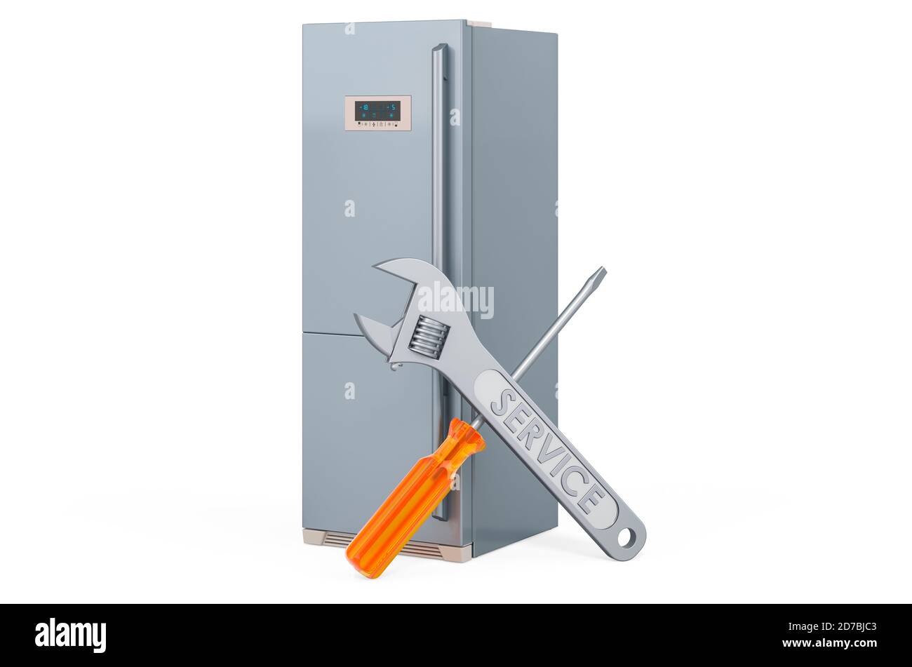 Repair and service of refrigerator concept. 3D rendering isolated on ...