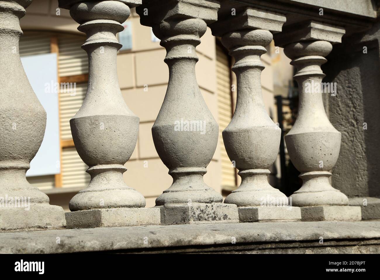 Closeup shot of balustrade of stone columns Stock Photo - Alamy