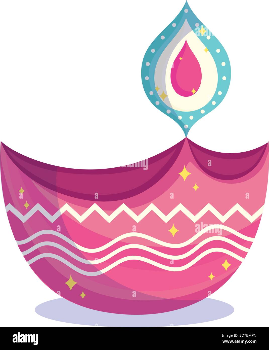happy diwali festival, pink diya lamp light festive celebration vector ...