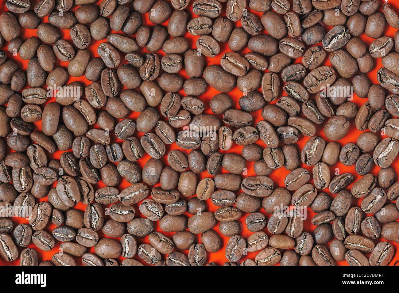Background of roasted grains of dark coffee, top view, texture ...