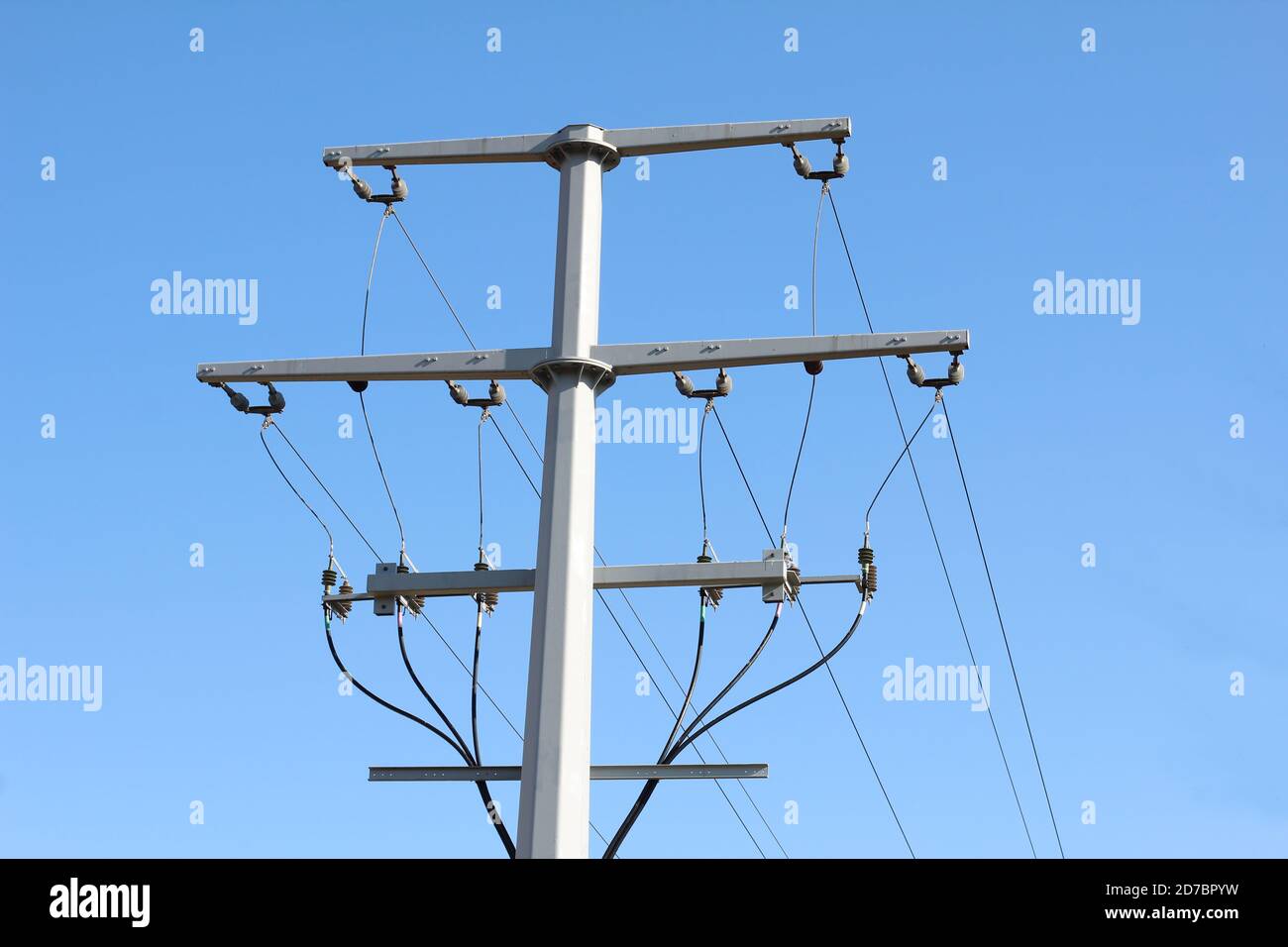 Low angle shot of a powerline Stock Photo - Alamy