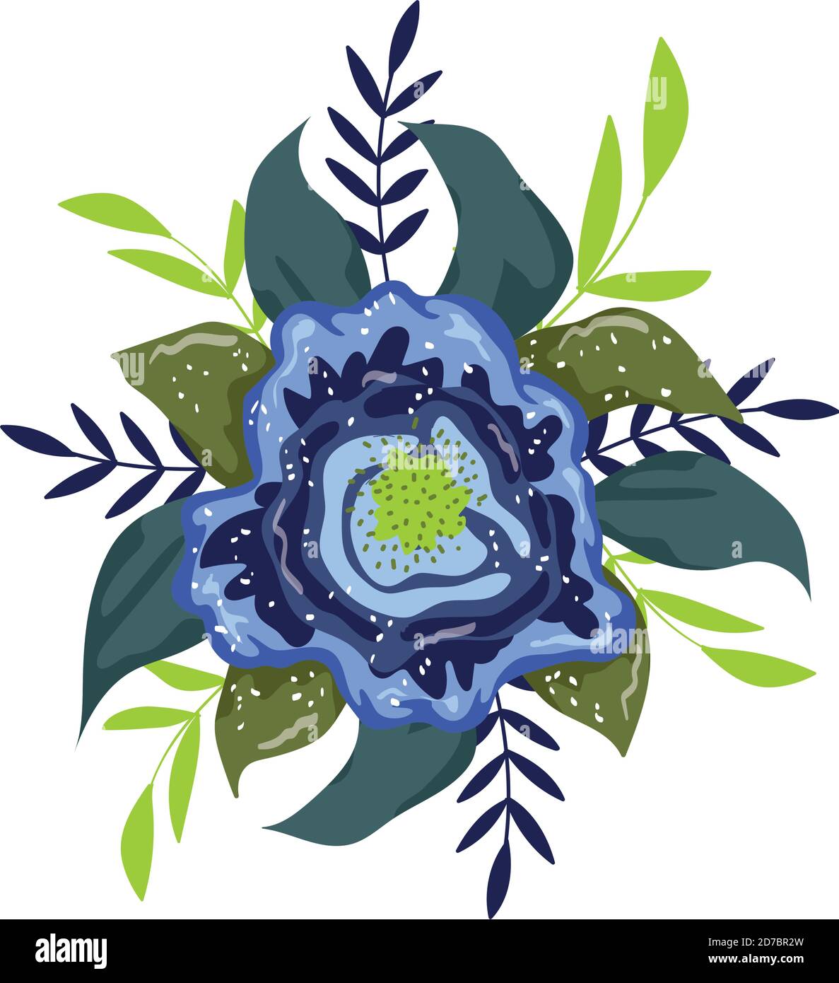 blue flower leaves foliage isolated design vector illustration Stock ...