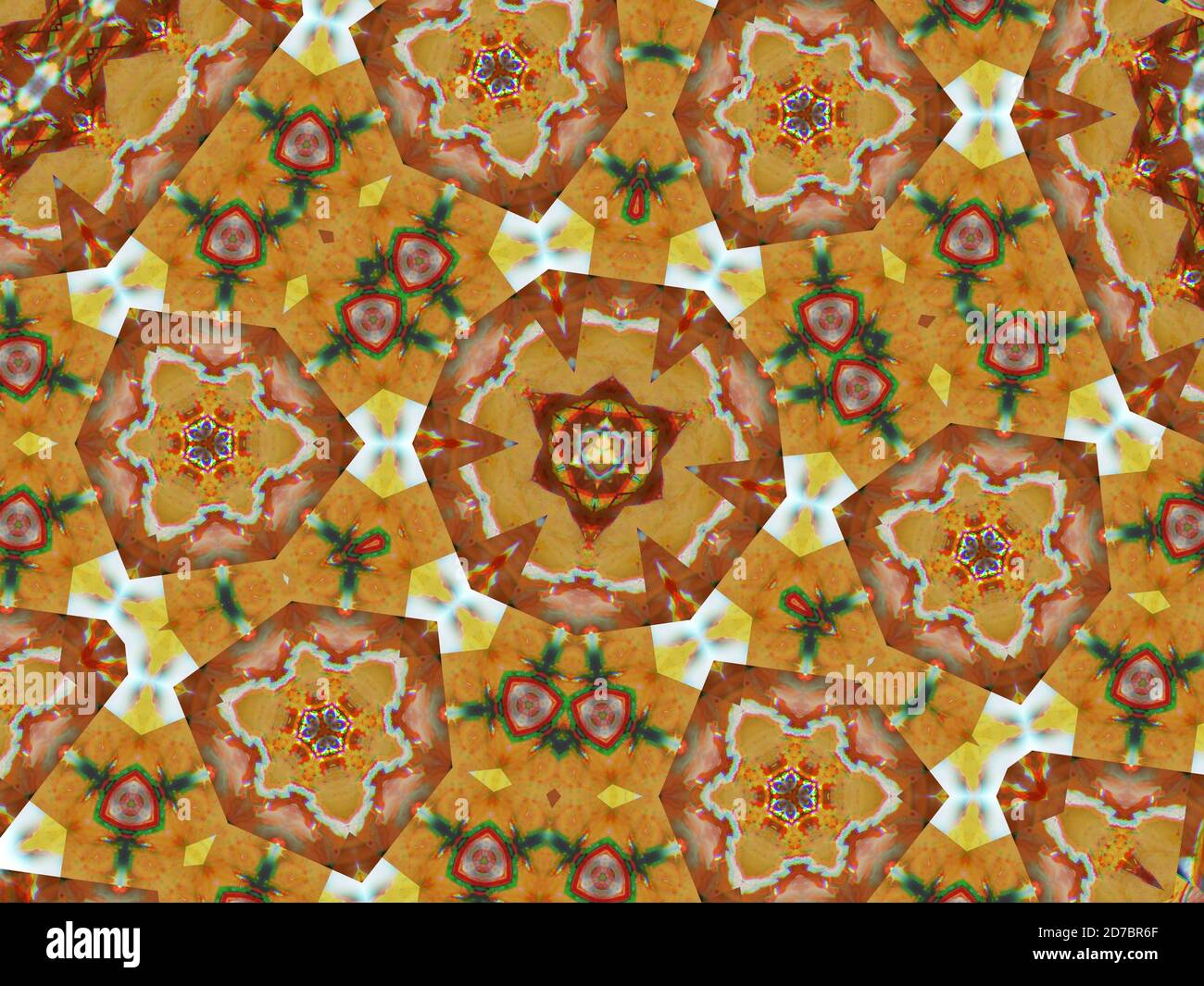 Kaleidoscope pattern of pentagon shapes with a hexagon in the center in ...