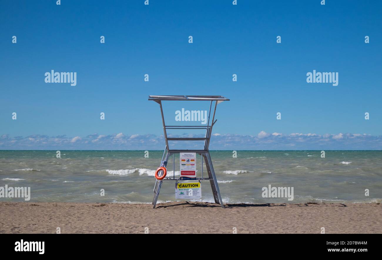 Life guard post at the beach at Bayfield Stock Photo - Alamy