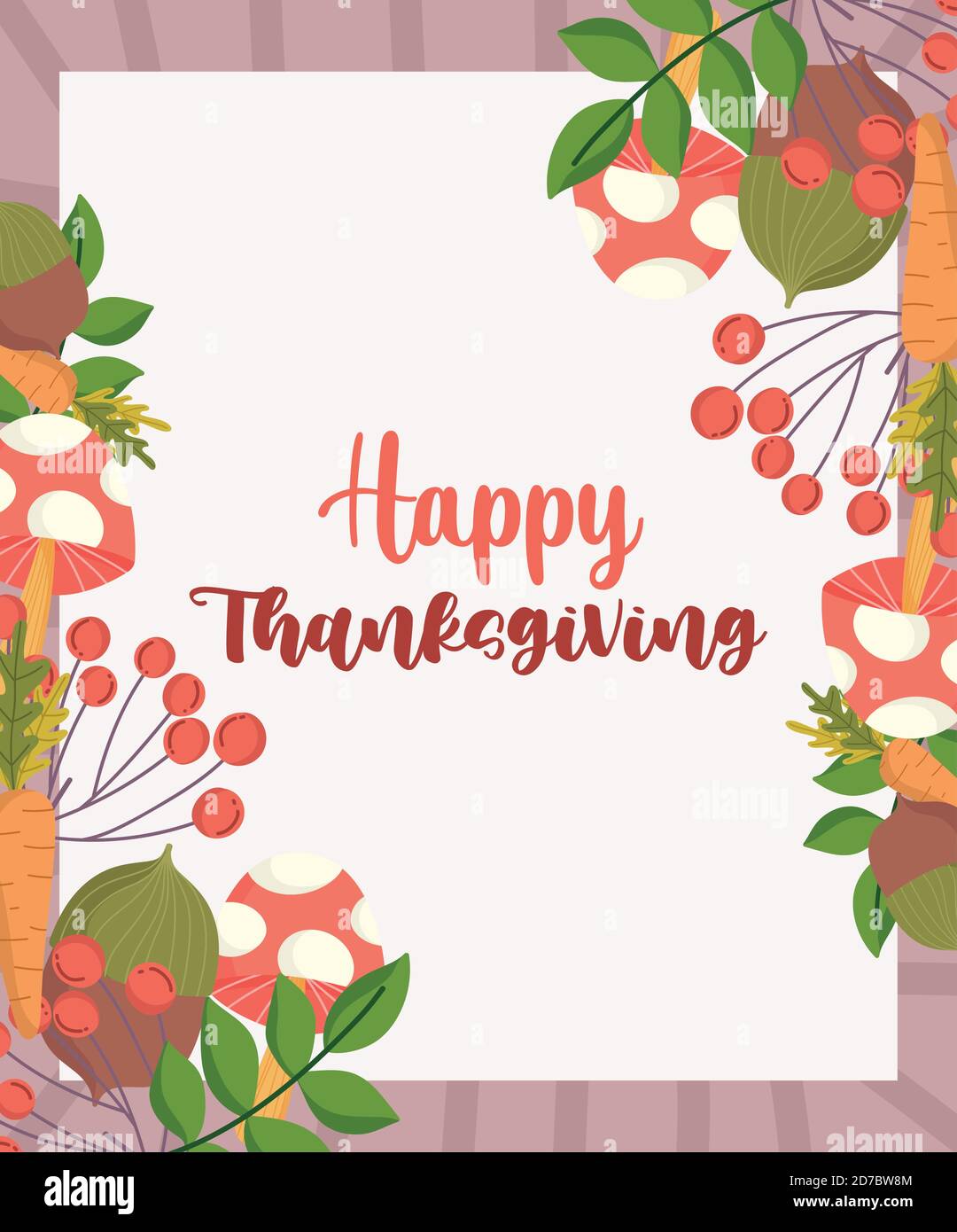 happy thanksgiving greeting card mushroom foliage season leaves vector illustration Stock Vector ...