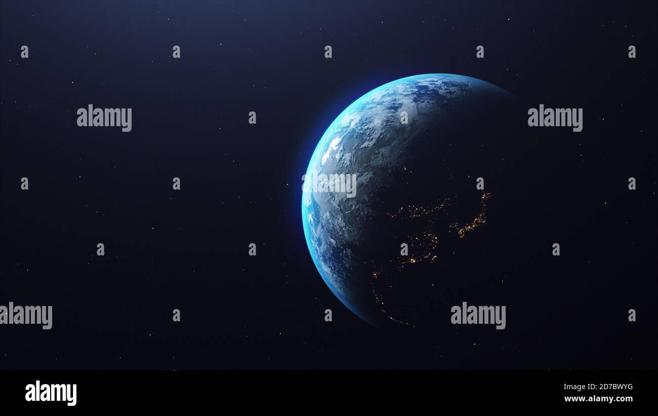 3D rendering of the planet Earth in the starry galaxy Stock Photo - Alamy