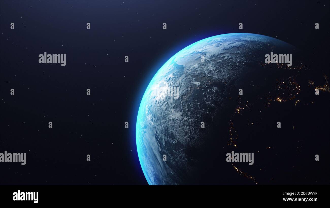 3D rendering of the planet Earth in the starry galaxy Stock Photo - Alamy