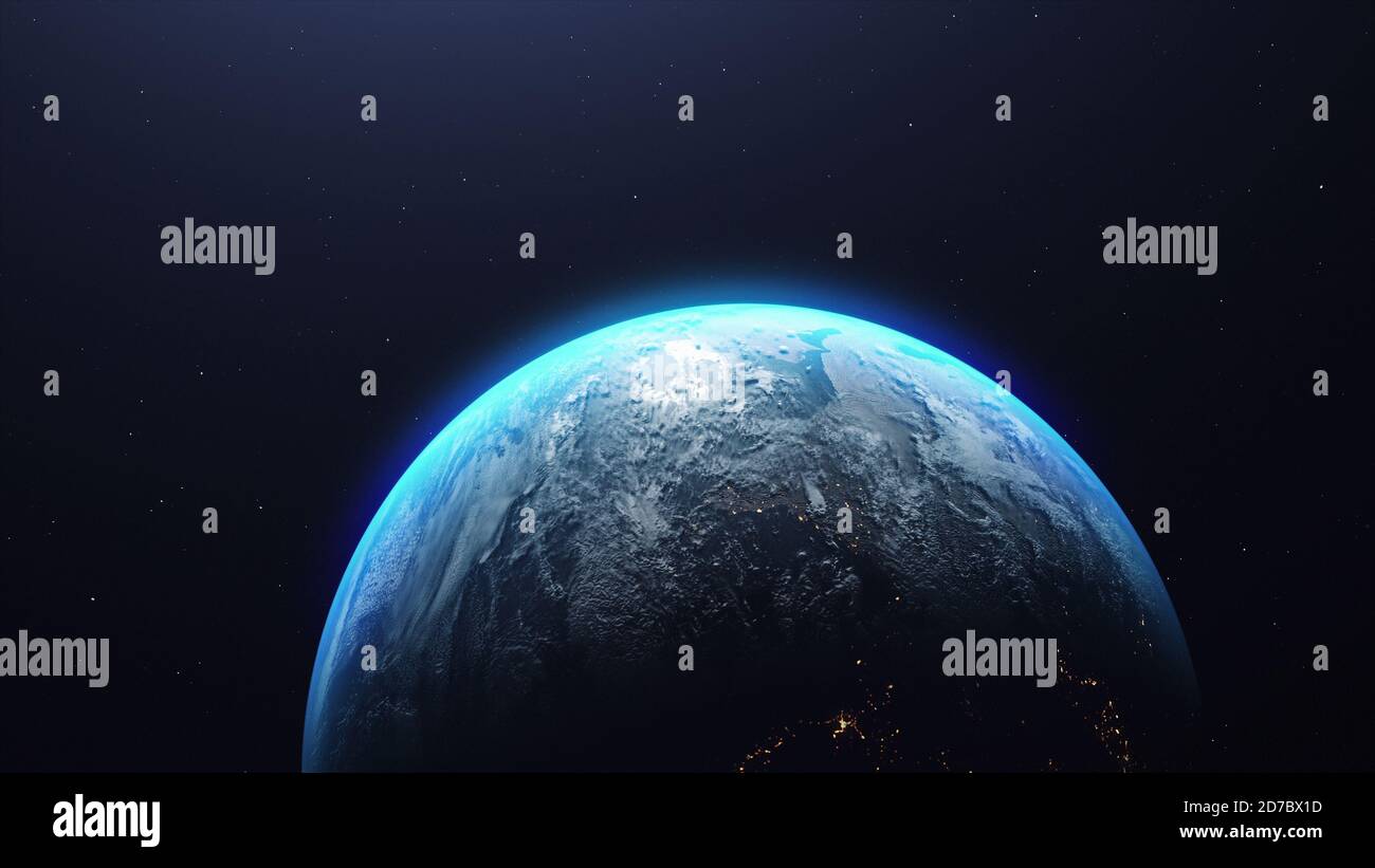 3D rendering of the planet Earth in the starry galaxy Stock Photo - Alamy