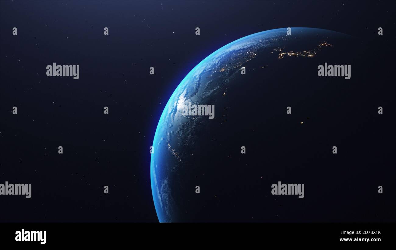 3D rendering of the planet Earth in the starry galaxy Stock Photo - Alamy