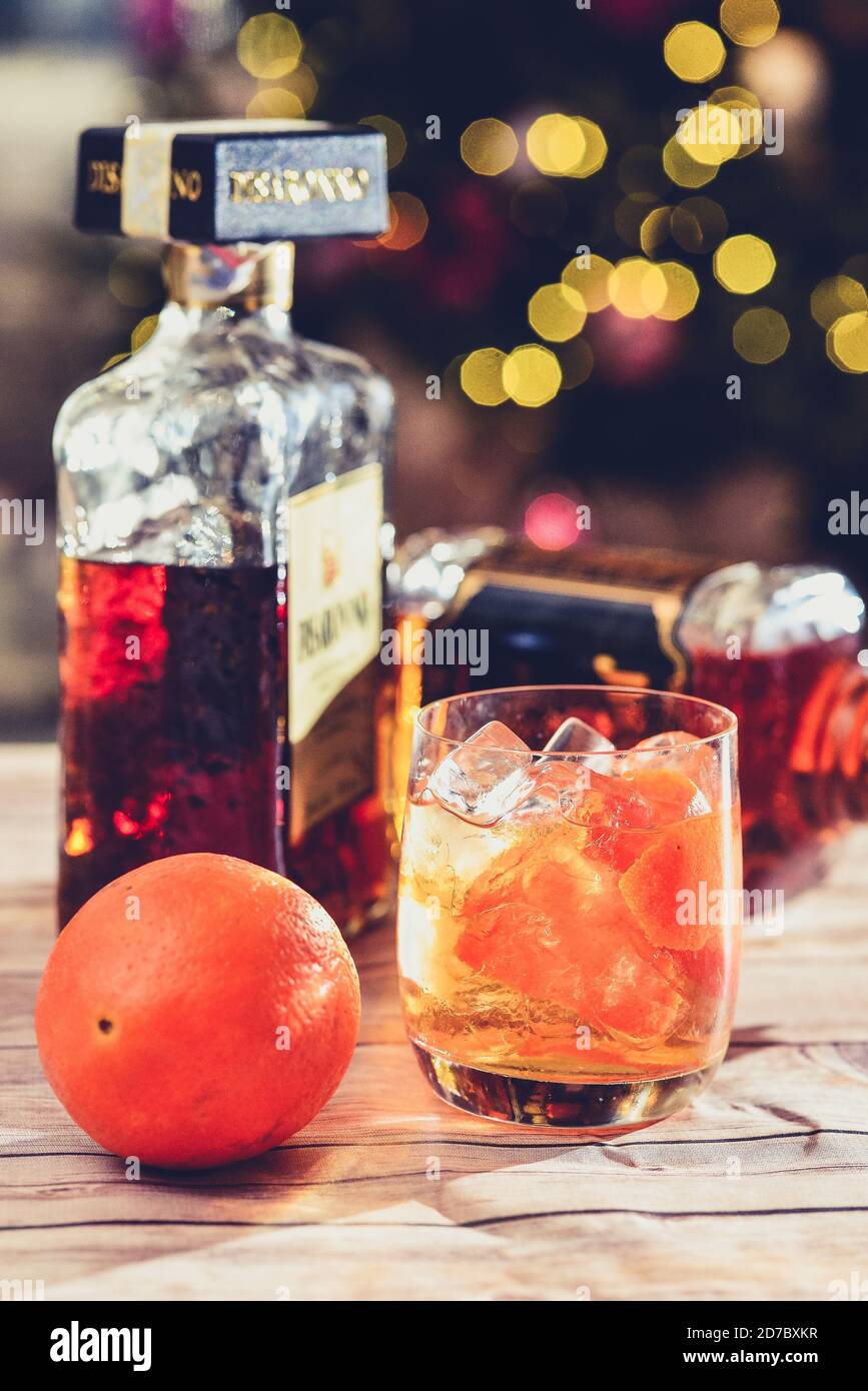 Vertical shot of an alcoholic cocktail with orange Stock Photo - Alamy