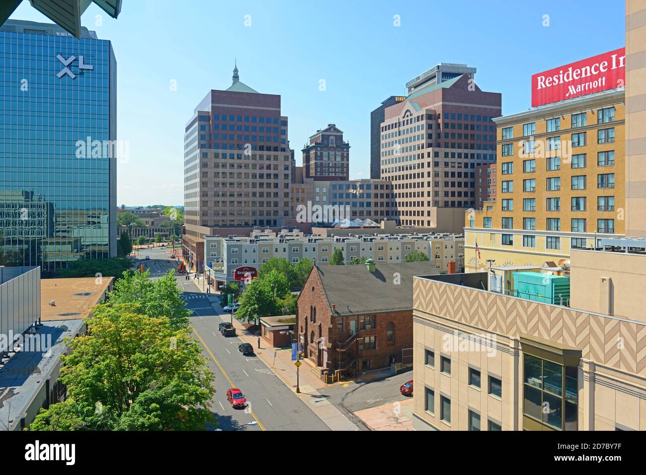 Hartford modern city skyline on Market Street in downtown Hartford ...