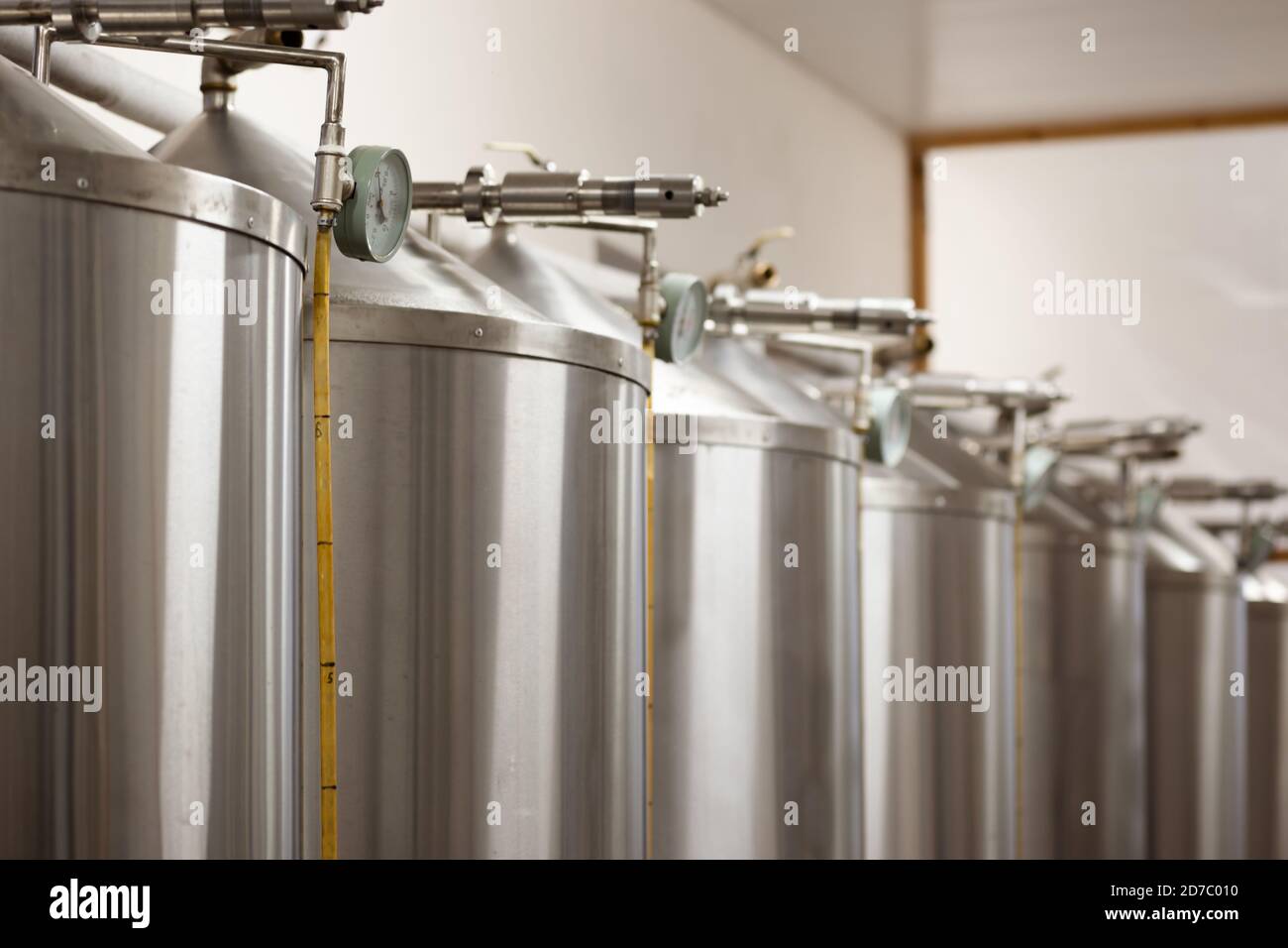 Vertical camp tanks, cylinder-conical fermentation tanks. Beer ...