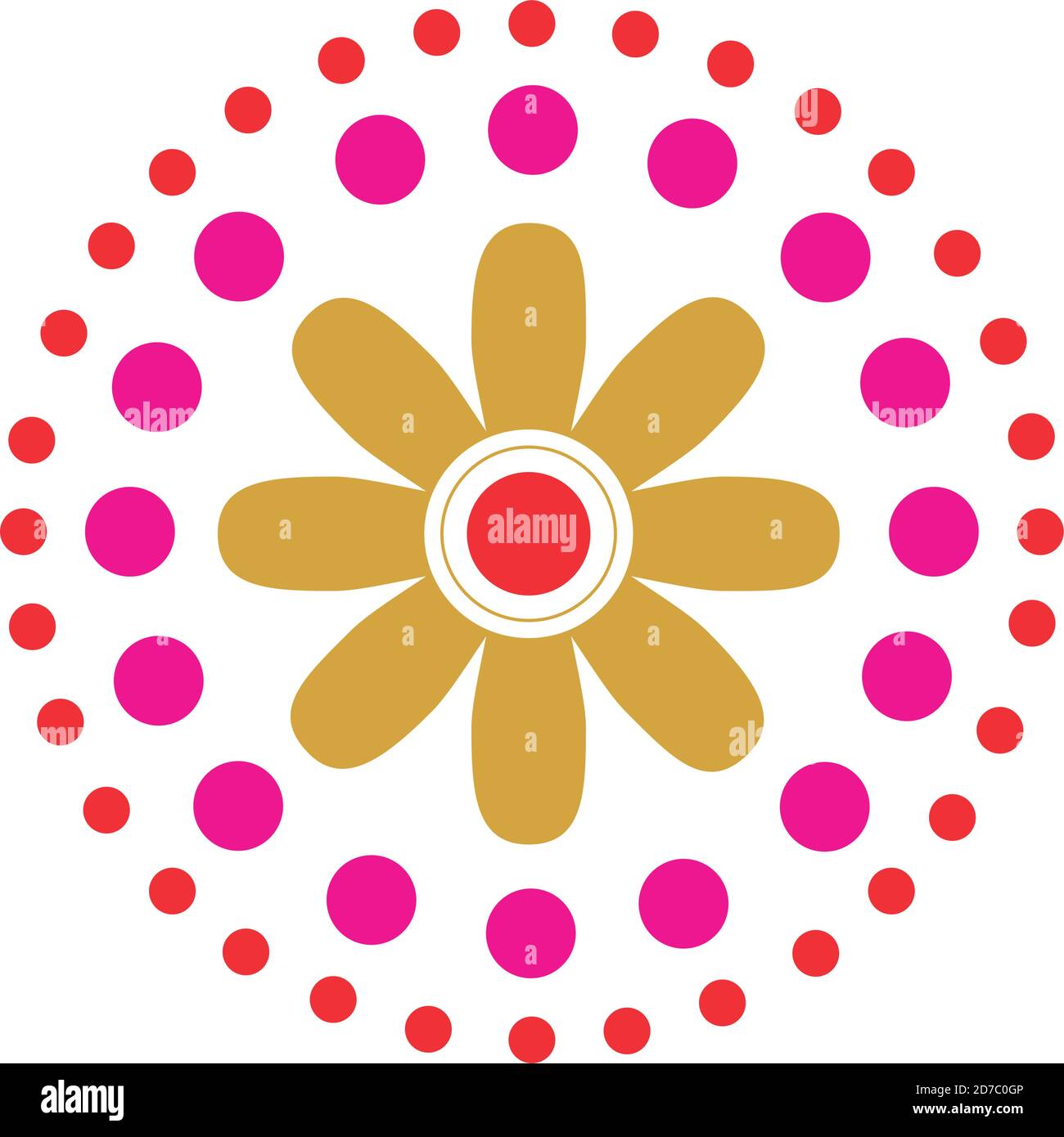 dotted flower border decoration isolated white background vector ...