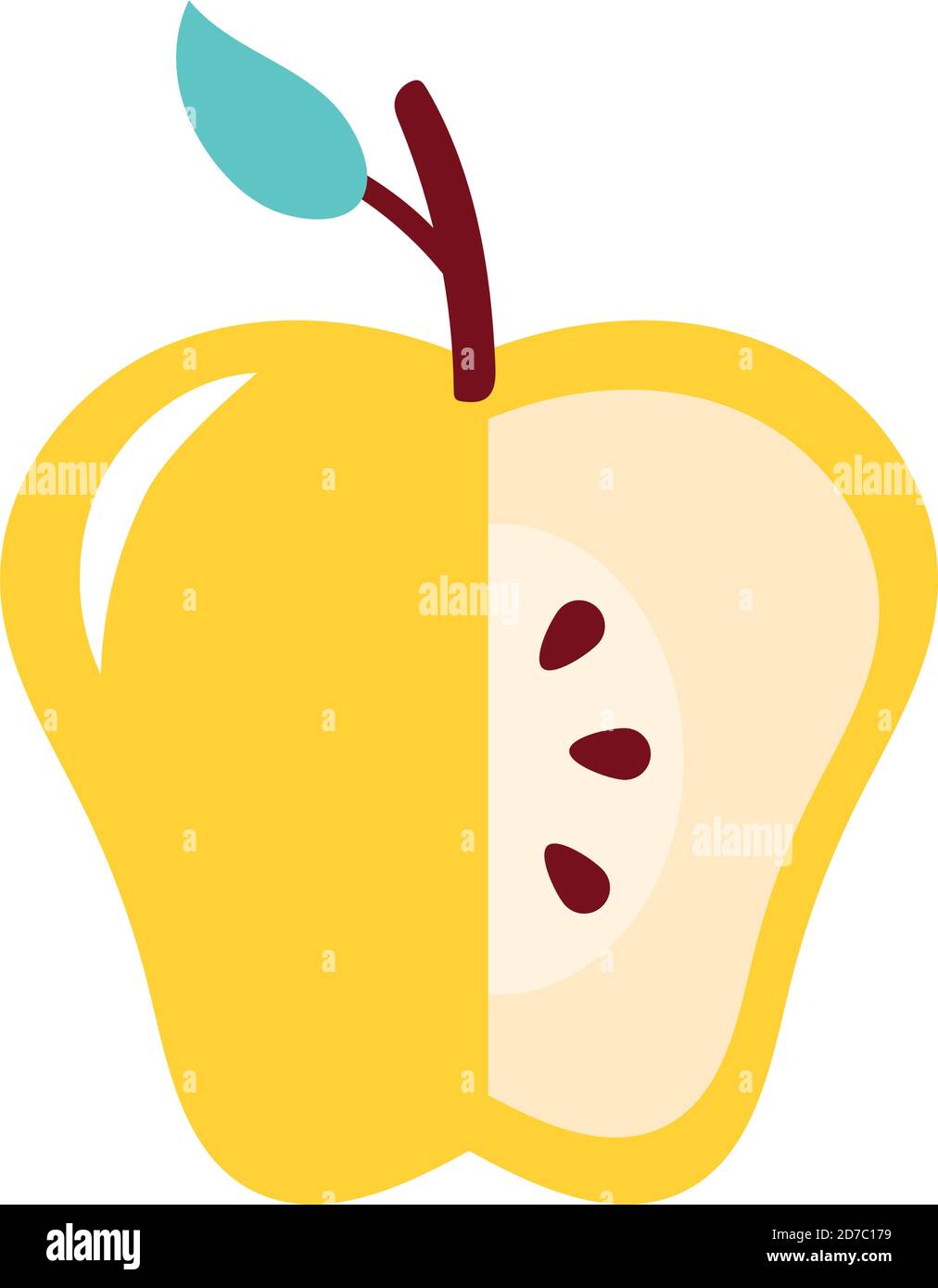 yellow apple without a portion fresh fruit nature icon vector ...