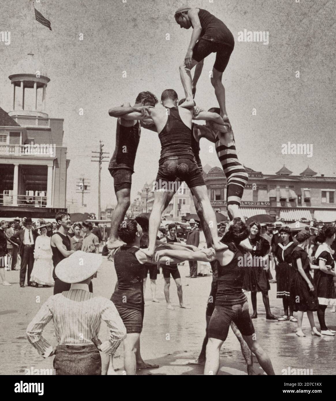 A modern pyramid on the sand, Atlantic City, USA. A three tier, nine ...