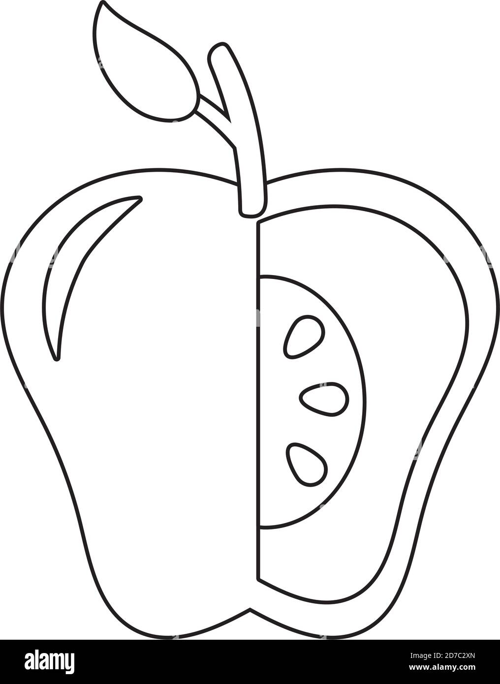apple fresh without a portion fruit nature line style icon vector ...