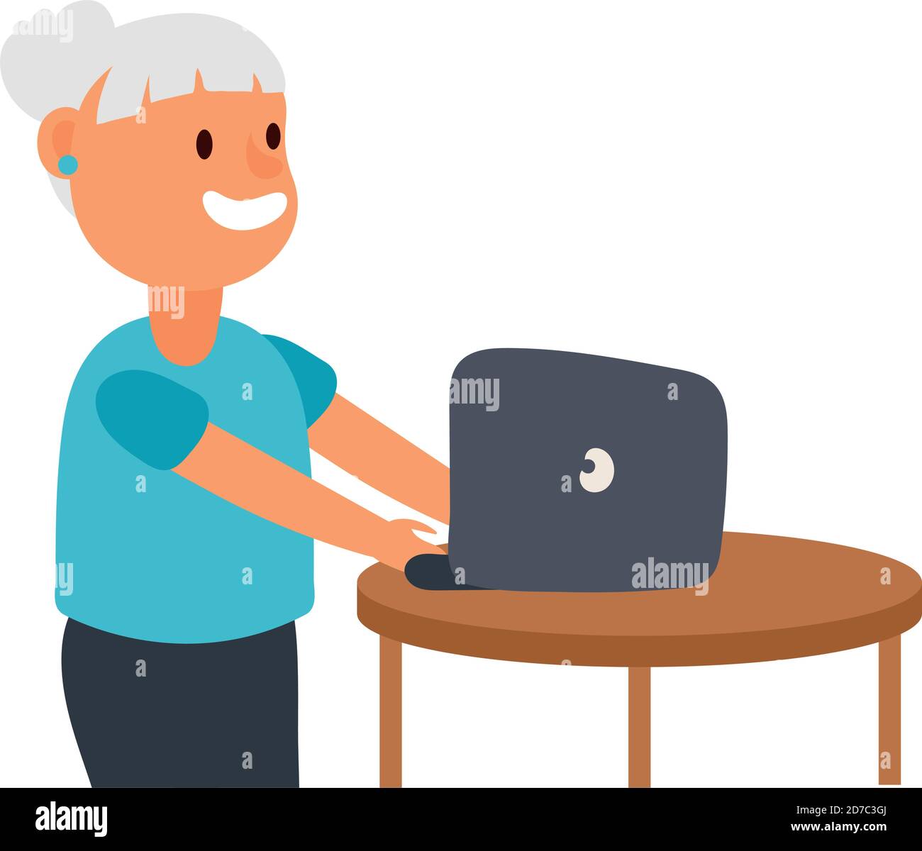 old woman using laptop avatar character vector illustration design ...
