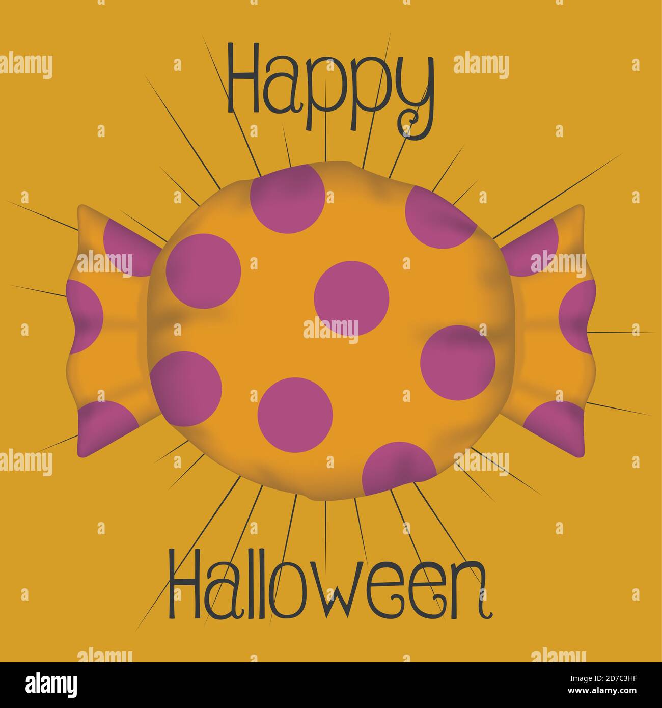 Happy halloween card with a candy - Vector Stock Vector Image & Art - Alamy