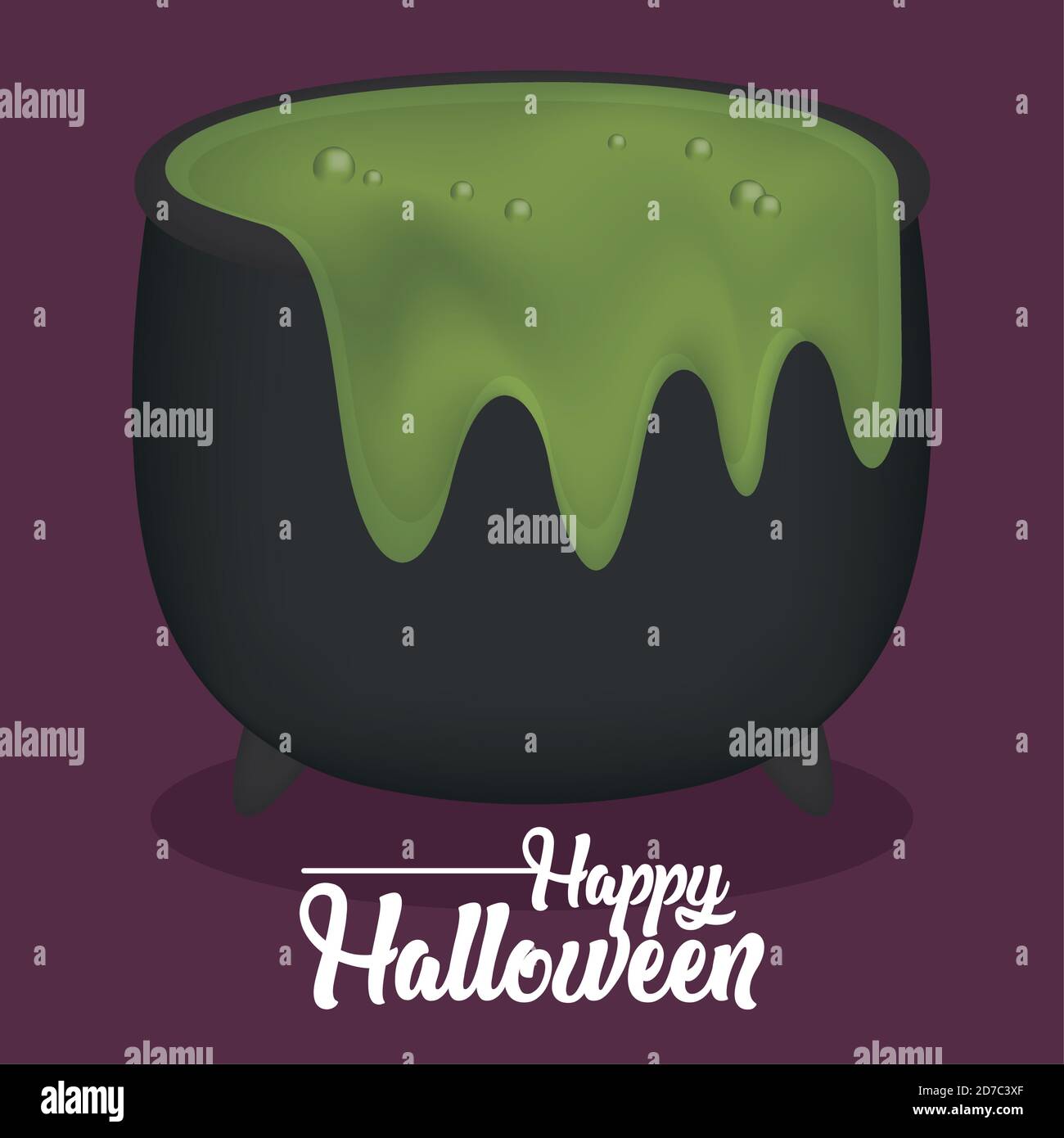 Witch pot with poison. Happy halloween card - Vector Stock Vector Image ...