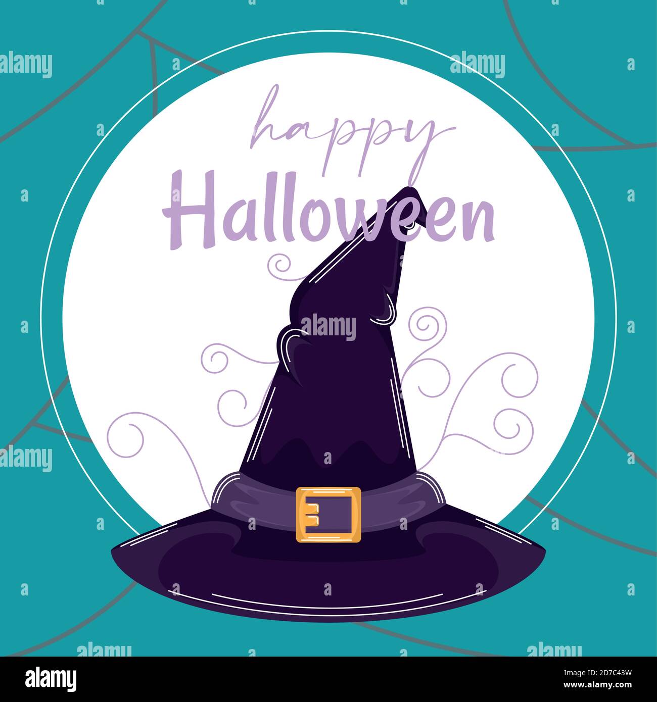 Witch hat. Happy halloween card - Vector illustration Stock Vector ...