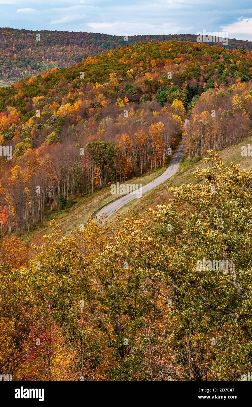Aerial views from hot air balloon during colorful fall season Stock ...