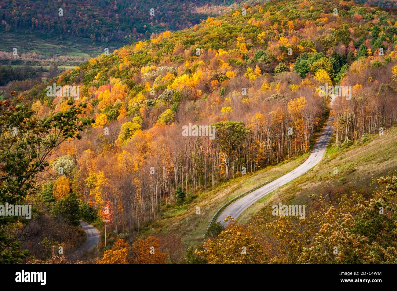 Aerial views from hot air balloon during colorful fall season Stock ...