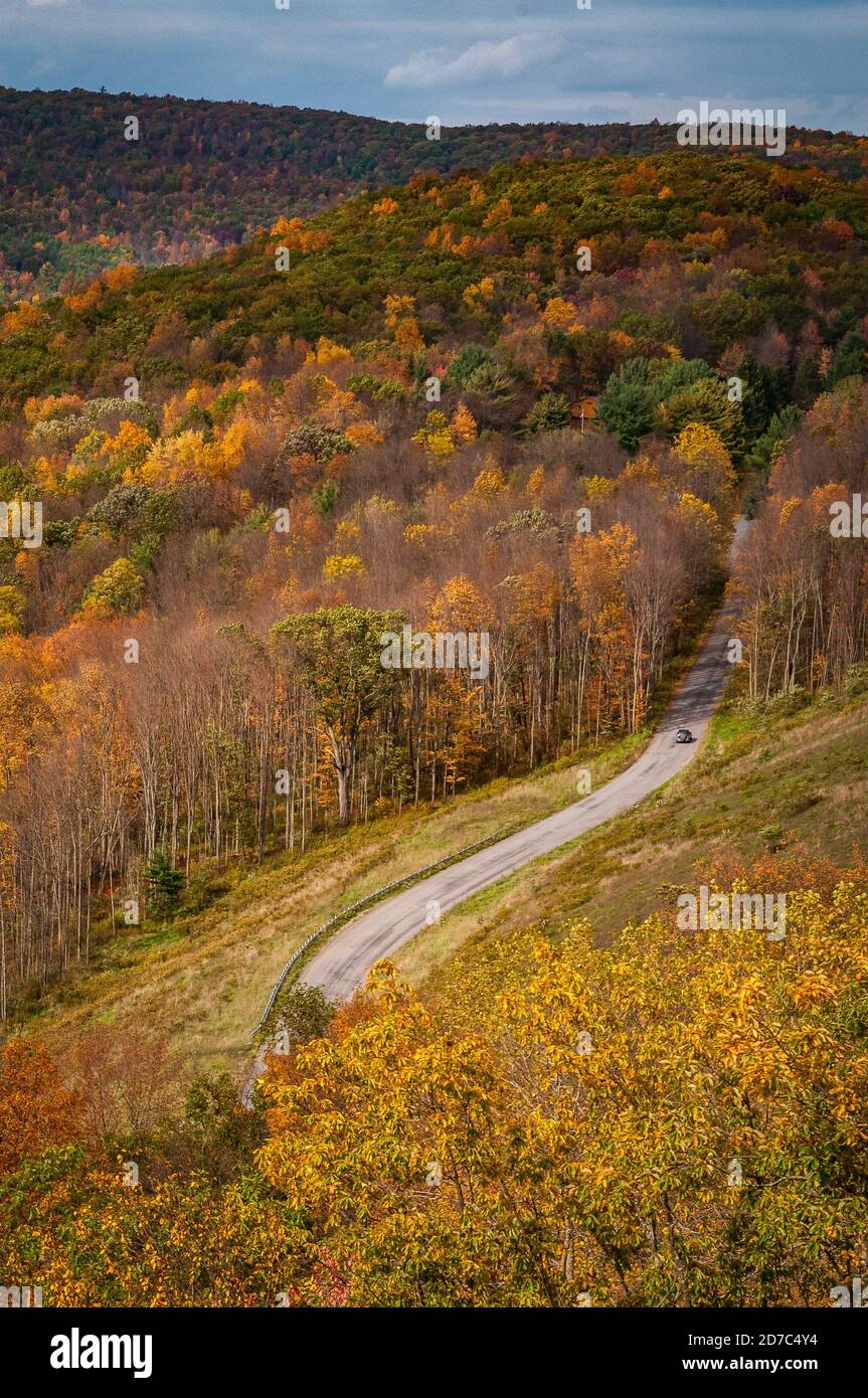 Bucolic rural, autun season highway through fall splendor Stock Photo ...