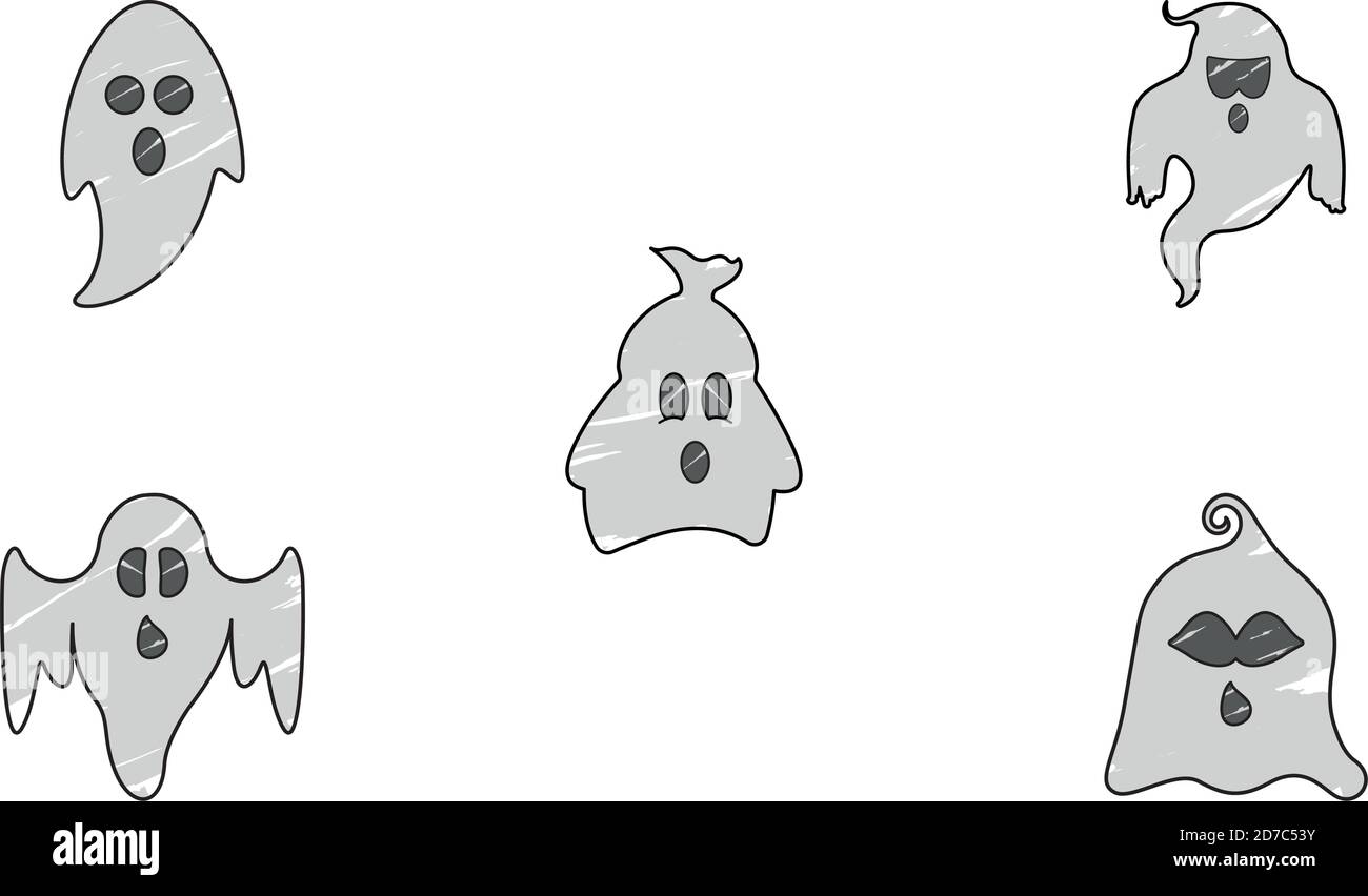 Set of ghosts cartoon. Halloween season - Vector Stock Vector Image ...