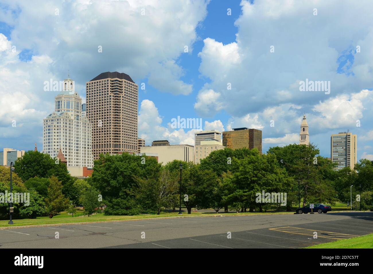 Hartford modern city skyline including City Place, Travelers Tower, and ...