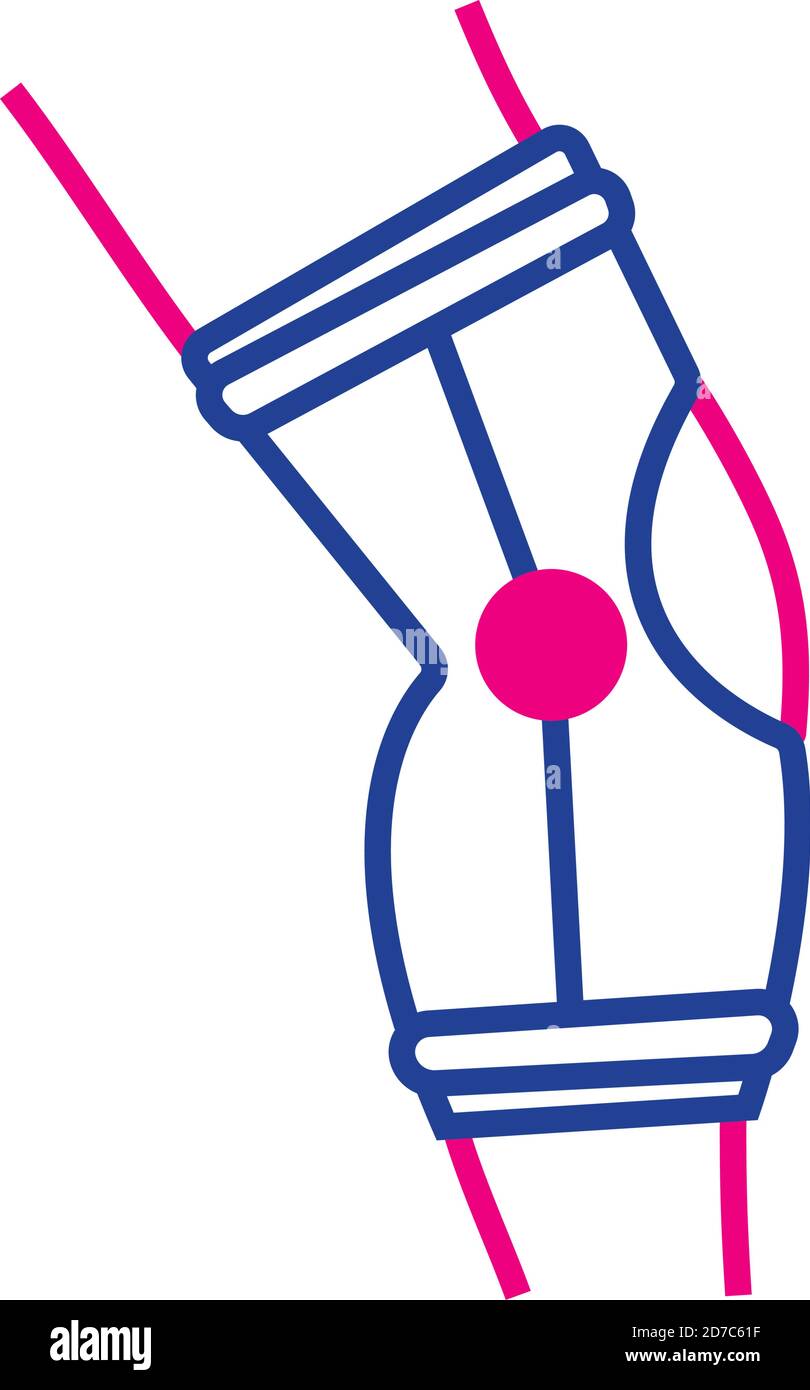 knee with treatment knee brace line and fill style vector illustration ...