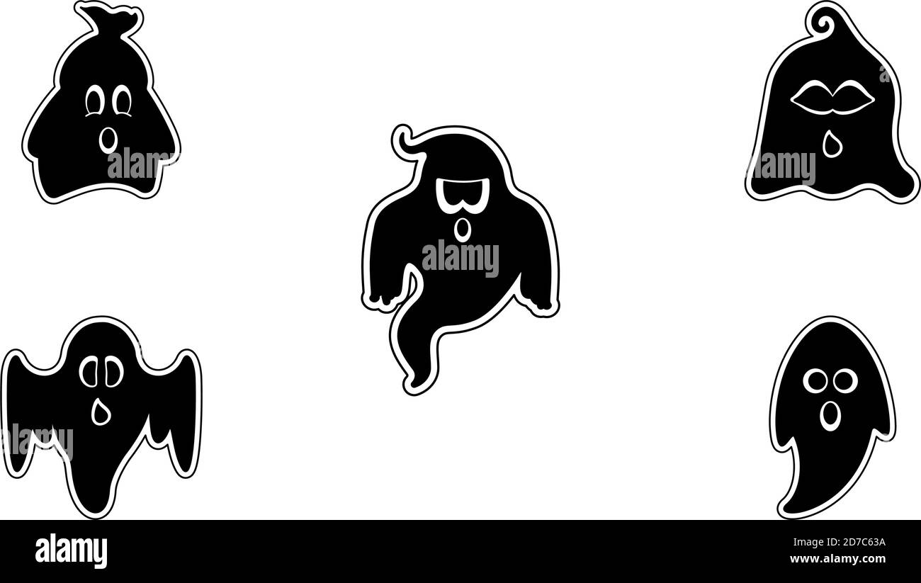 Set of ghosts cartoon. Halloween season - Vector Stock Vector Image ...