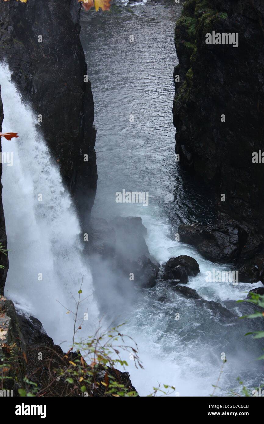 The Elk Falls in the provincial park near Campbell River on Vancouver ...