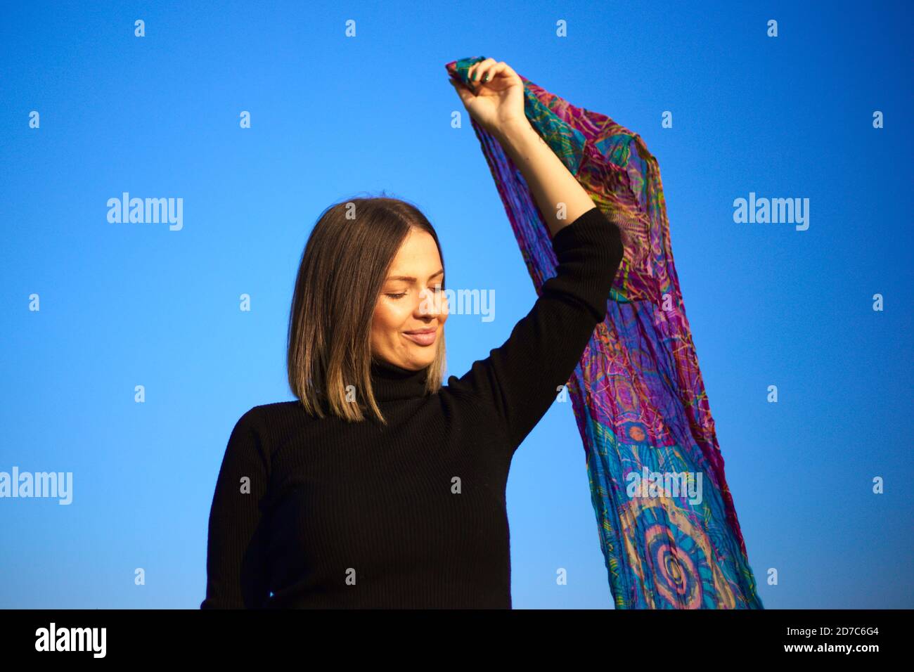 Scarf wind hand hi-res stock photography and images - Alamy