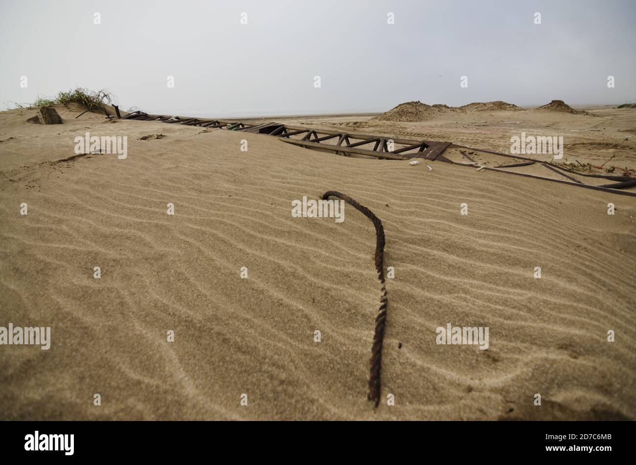 View of metal structures on a desert sand Stock Photo - Alamy