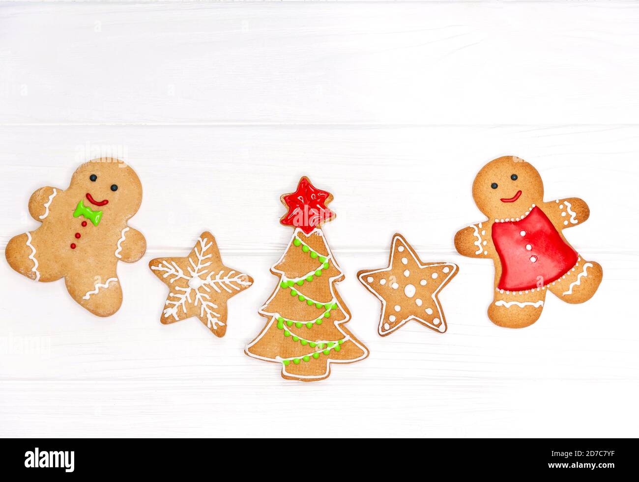 Christmas traditional gingerbread man, tree, star cookies. Holiday ...