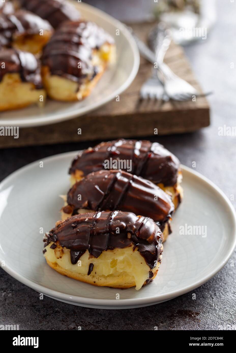 Traditional french eclairs with chocolate Stock Photo - Alamy
