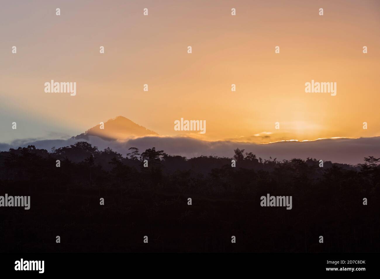 Mount Abang, the third highest mountain in the island of Bali is seen ...