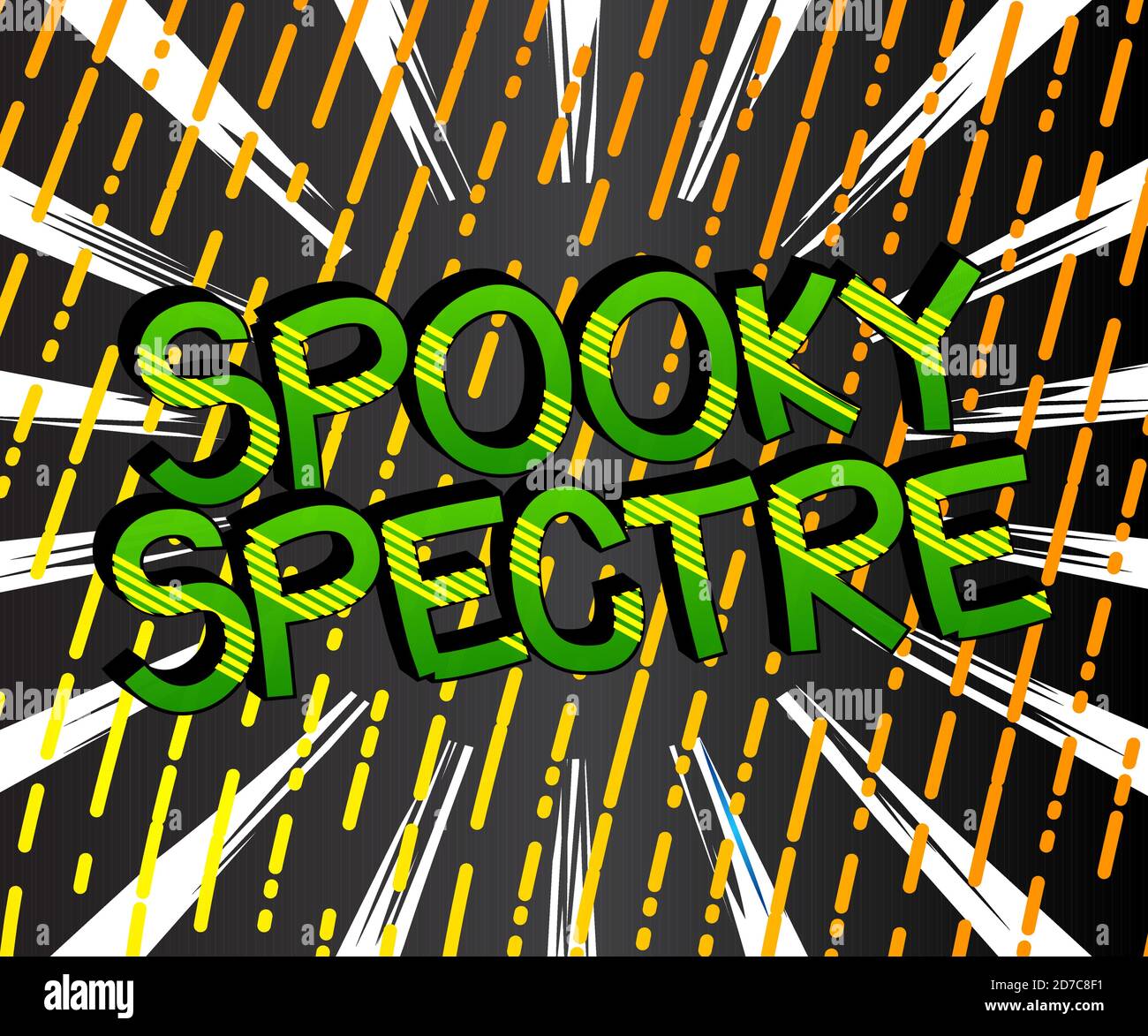 Spooky Spectre Comic book style cartoon words on abstract colorful ...