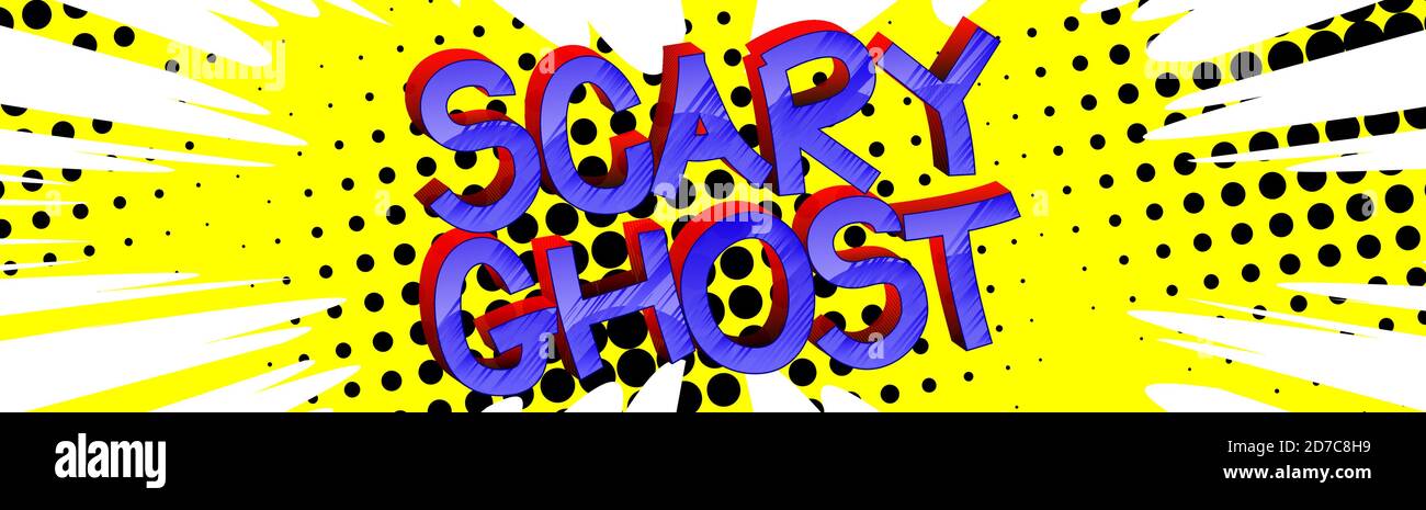 Scary Ghost Comic book style cartoon words on abstract colorful comics ...