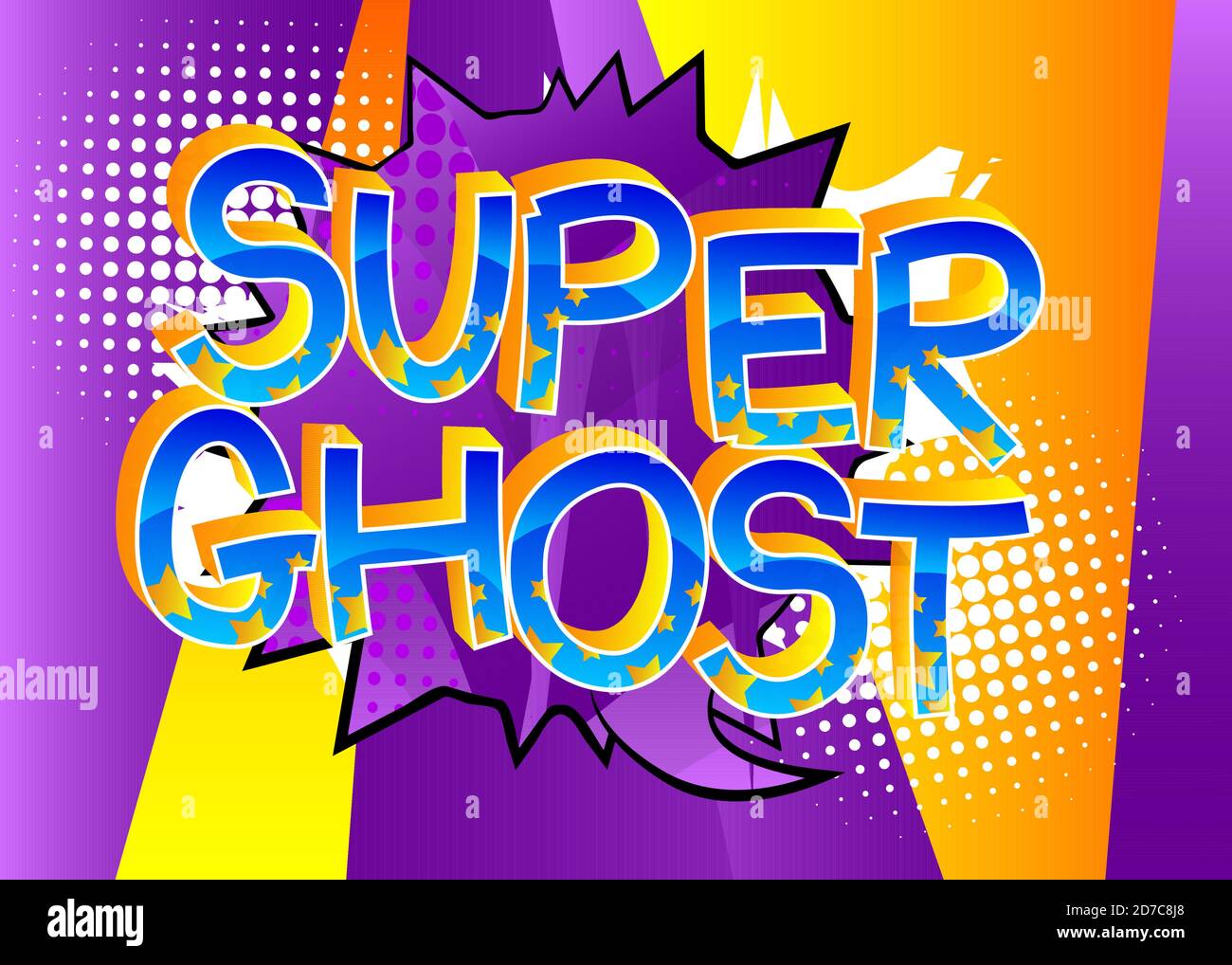 Super Ghost Comic book style cartoon words on abstract colorful comics ...