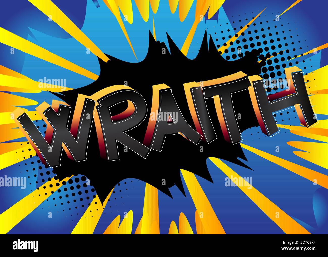 Wraith Comic book style cartoon words on abstract colorful comics ...
