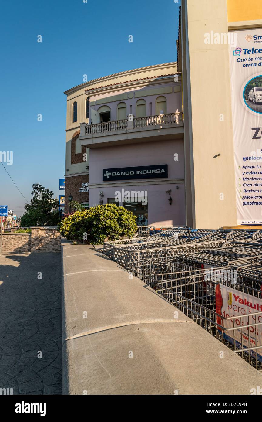 Exterior of modern shopping center in Tijuana, Mexico with shopping ...