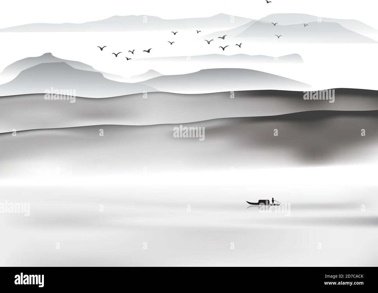 Chinese traditional painting landscape Stock Vector Images - Alamy