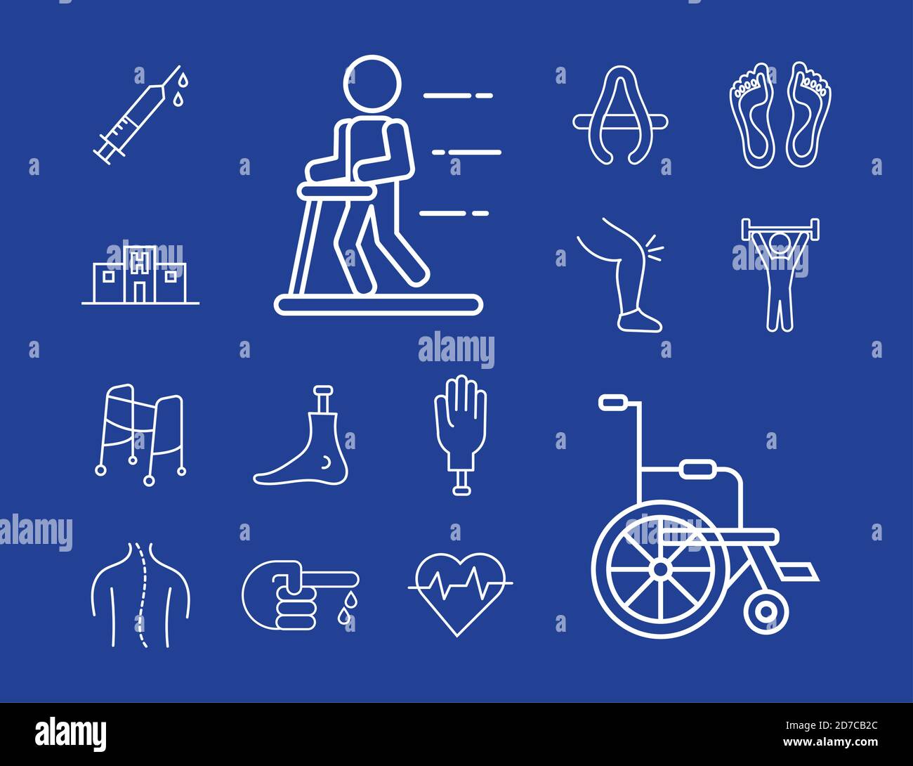 bundle of disabilities set icons in blue background vector illustration ...