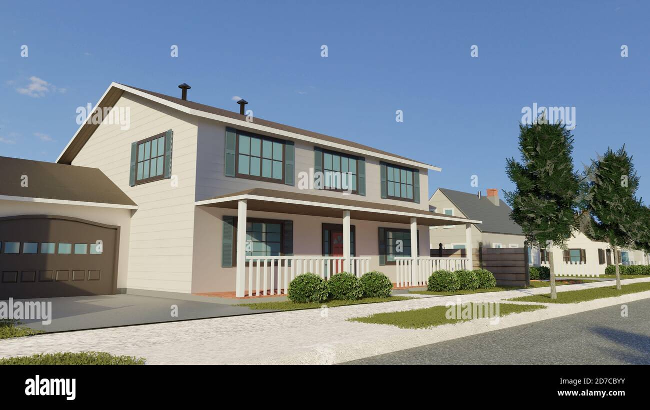 Large fancy house in a high income neighborhood. Suburban real estate ...