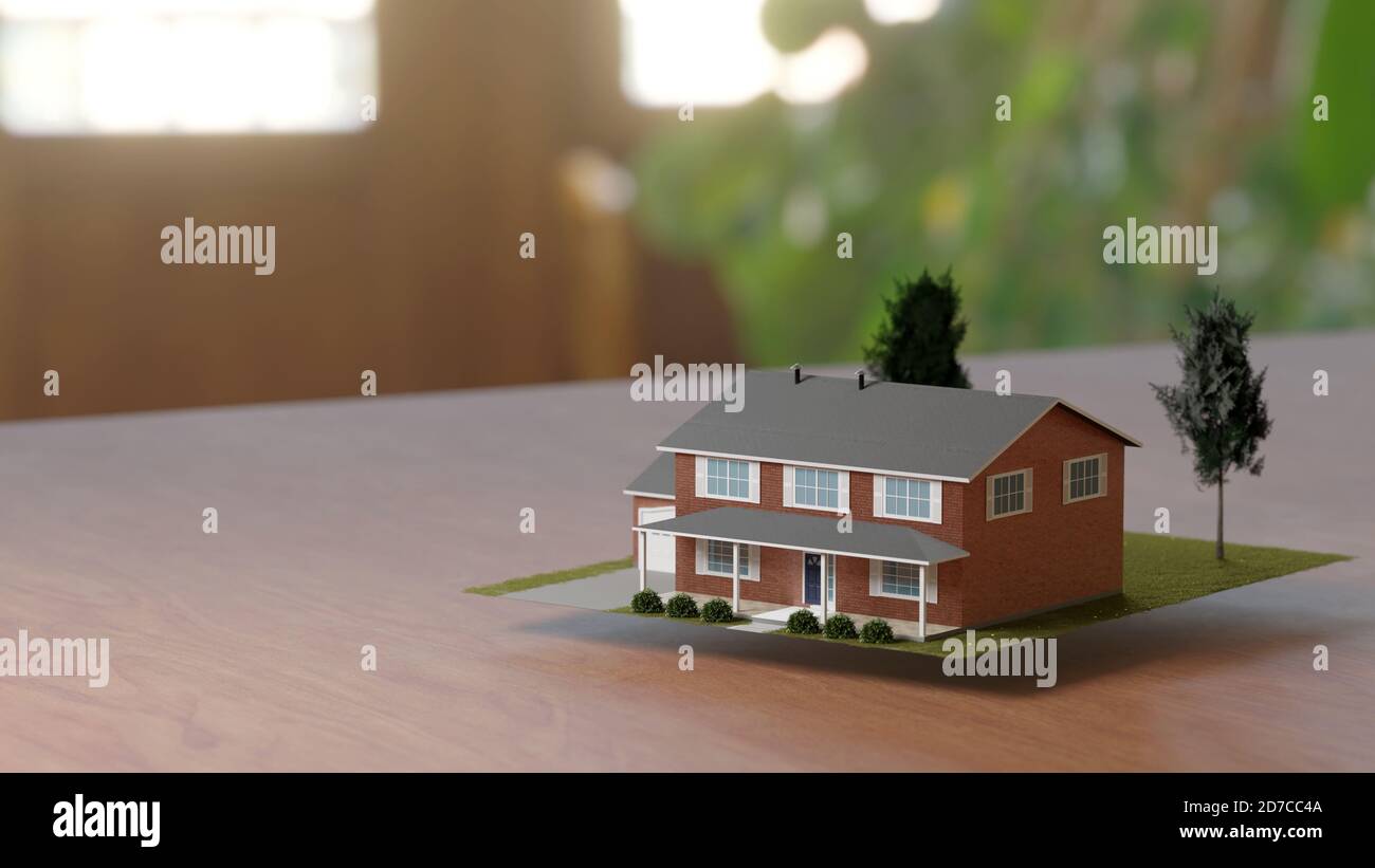 Real estate business, housing investment. Fancy suburban house ...