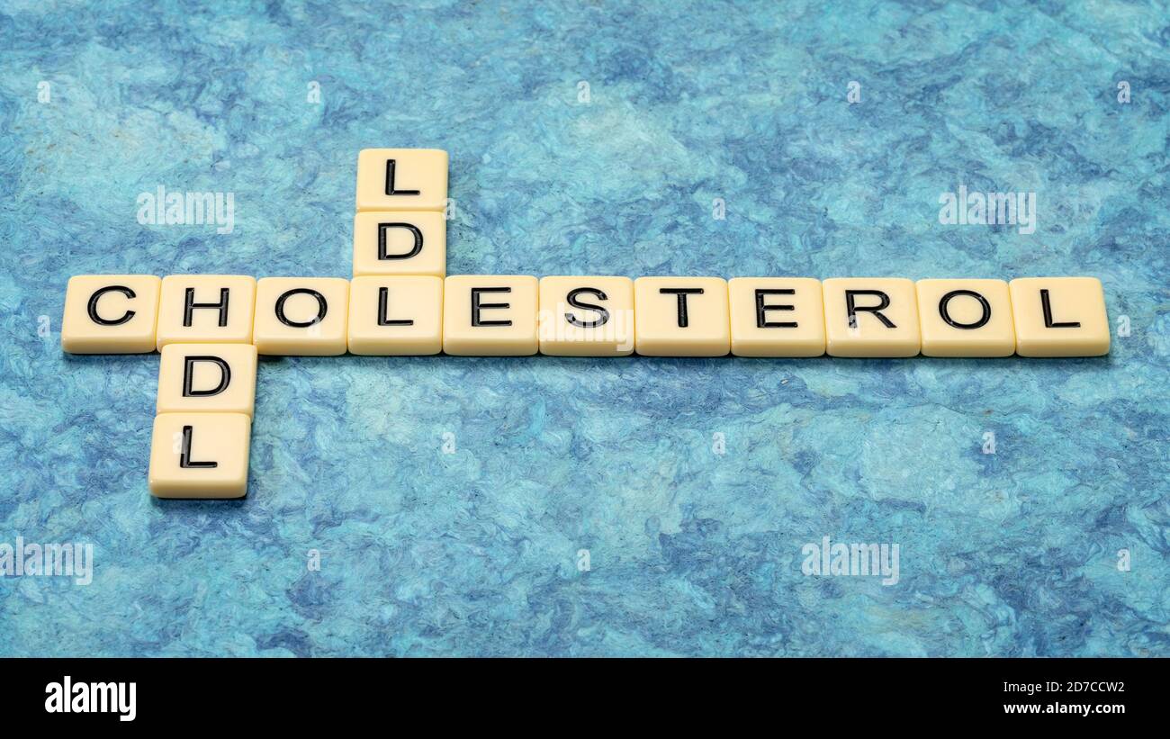 hdl and ldl cholesterol crossword in ivory letter tiles against ...
