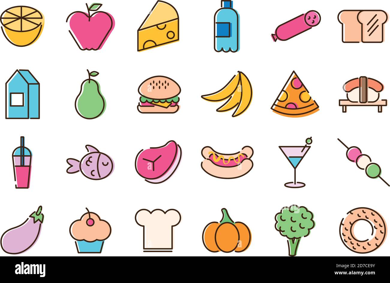 bundle of twenty four food set icons in blue background vector ...