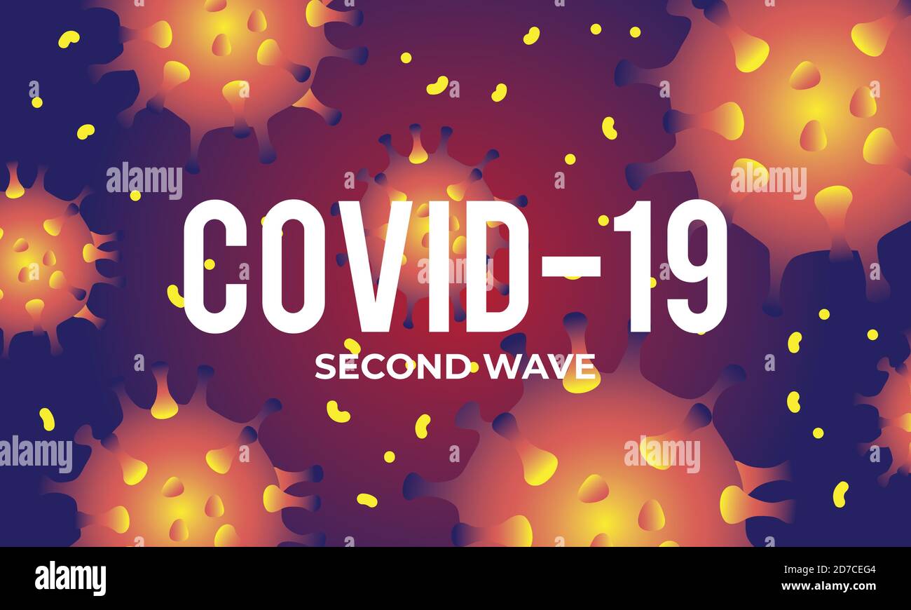 corona virus second wave poster with orange particles vector ...