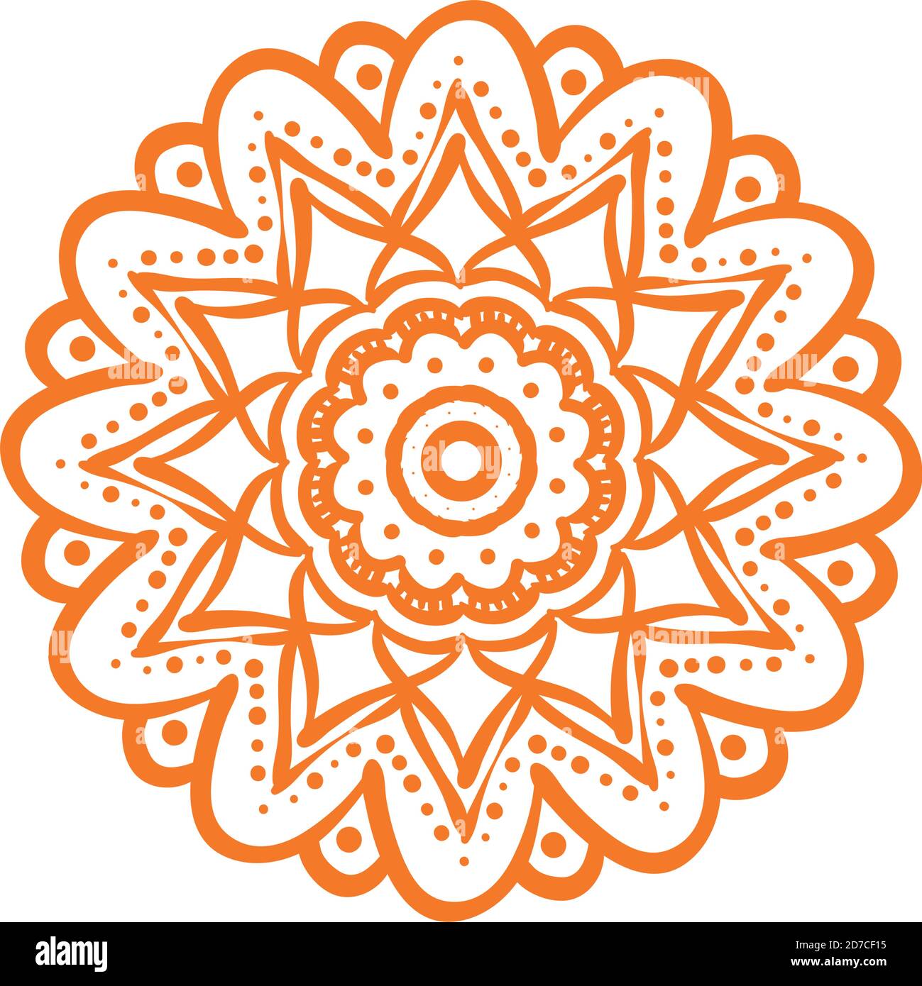 orange mandala floral ethnicity isolated icon vector illustration ...